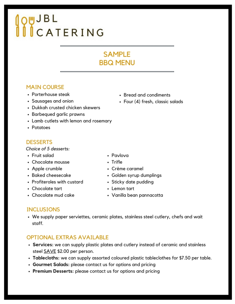 BBQ Menus