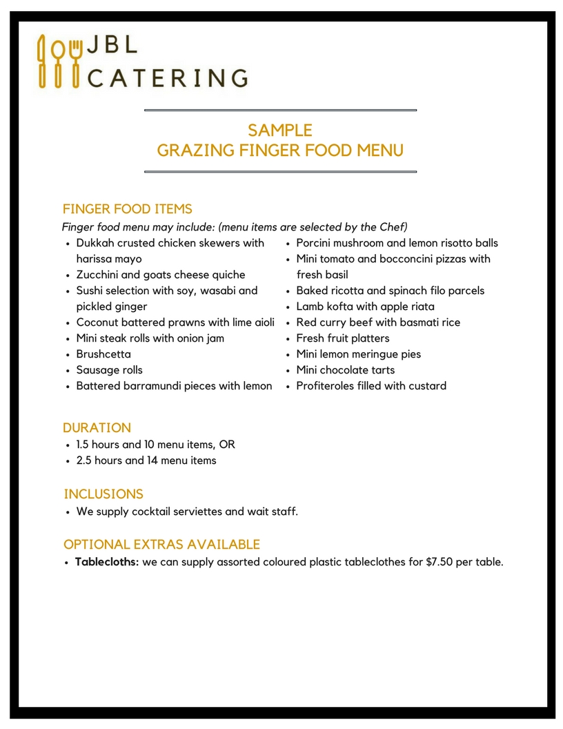 Finger Food Menus